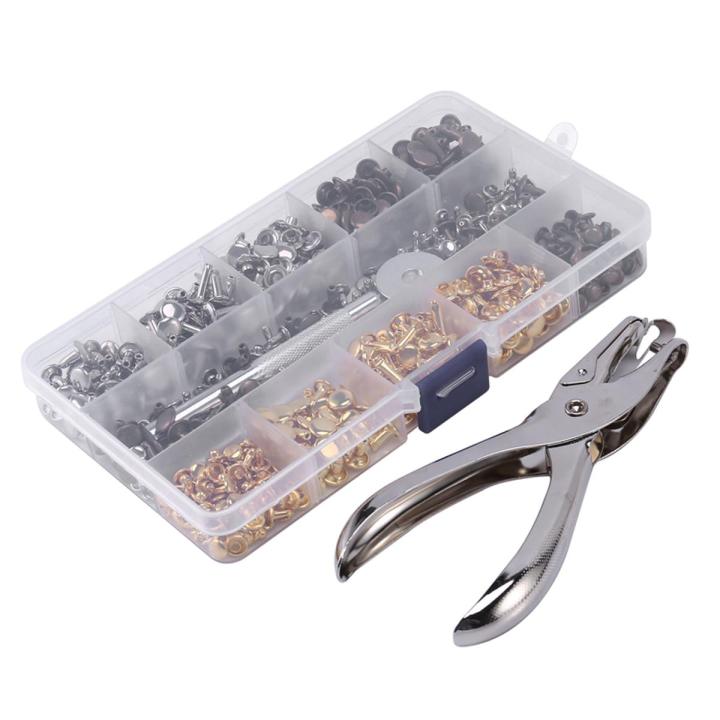 NANLIY- 300 Sets Leather Rivets Double Cap Rivet Tubular Metal Studs ...