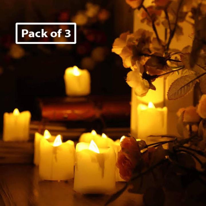 Pack of 3, 6, 10, 12, 24 LED Flameless Tea Light Candles, Warm White ...