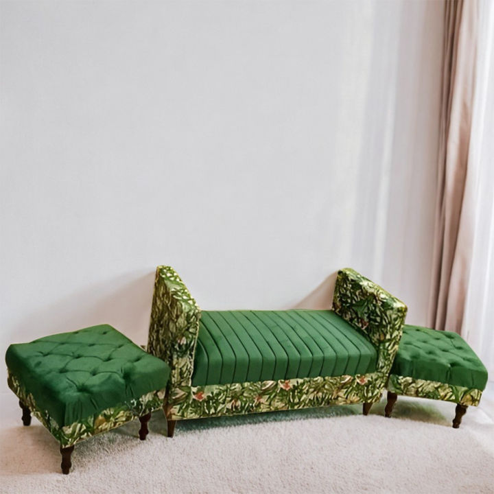 Straight Arms Sethi Sofa Set 3 Seater Stylish Puffy Set Customize In ...