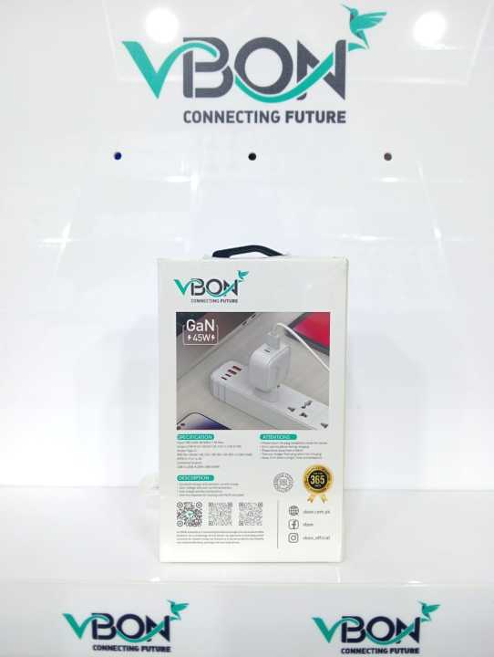 VBON 45W GaN Ultra Fast Charger - Dual Port (Type-C PD & USB-A QC 3.0 ...