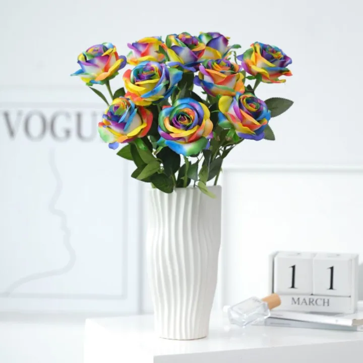 Photography Props Realistic Touch Colorful Artificial Roses Flowers ...