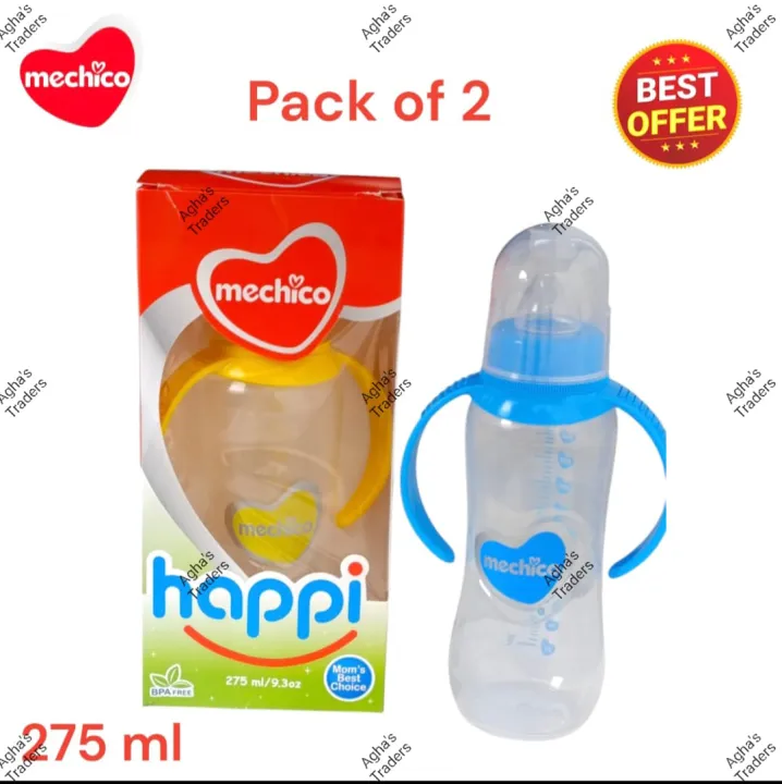 Mechico Happi Baby Feeder Transparent Bottle Large 275 ml Pack of 2 ...