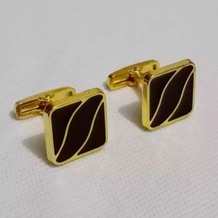 cufflinks Black and Golden Strips Design Cufflinks for Men | Daraz.pk