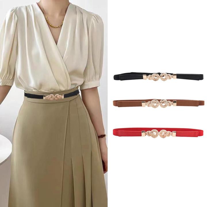 New Women's Thin Belt High Elastic Elastic Texture Twist Knot Metal ...