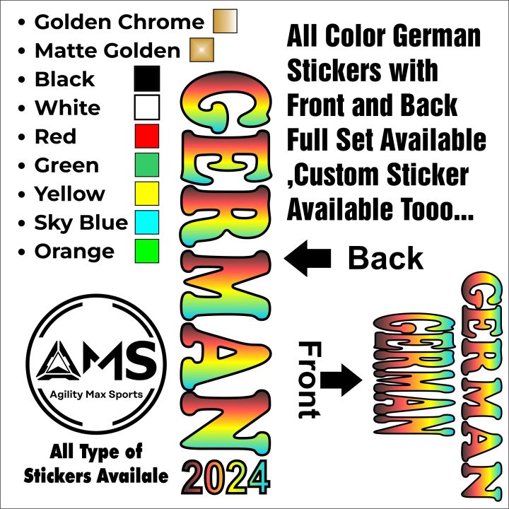 German Cricket Bat Stickers Complete set for all type of Classic ...