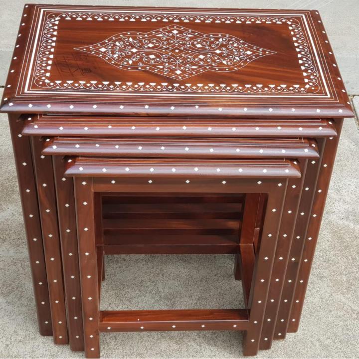 Furniture & Decor Chinioti Solid Sheesham Wood Nesting Tables Set of 4 ...