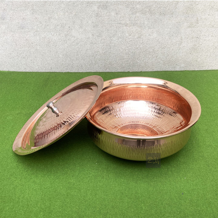 Pure Copper Handi | 2kg Capacity | 10" inch size | Hammered Design ...