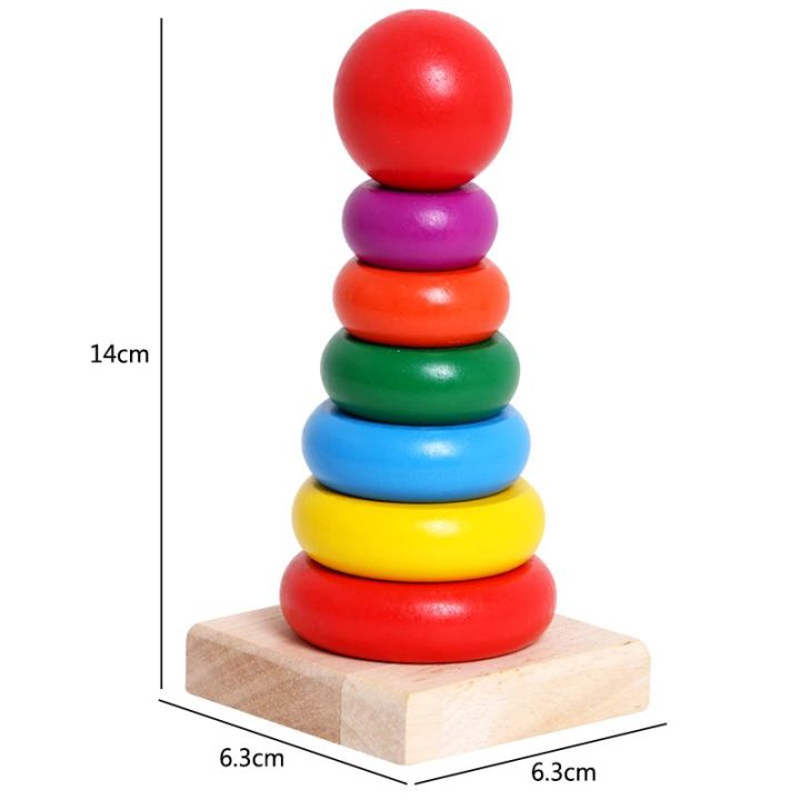 Wooden Tower Game | Ring Tower | Wooden Toys For Kids | Rainbow Tower ...