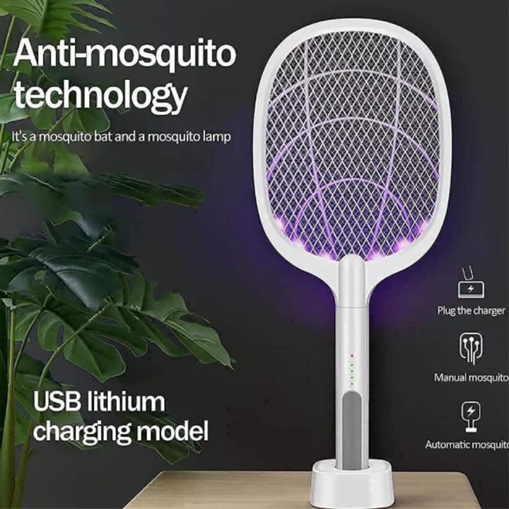 2 in 1 Rechargeable Mosquito Racket Insect Killer Lamp With LED Light ...