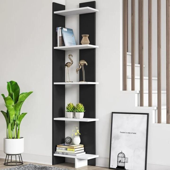 eDecor 5-Shelf Modern Display Corner Unit Bookcase Bookshelf Shelving ...