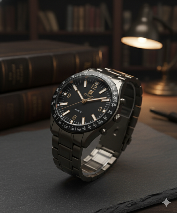 New! REWARD Heavy Duty Chrono-Look Watch | Black Dial, Premium Steel ...