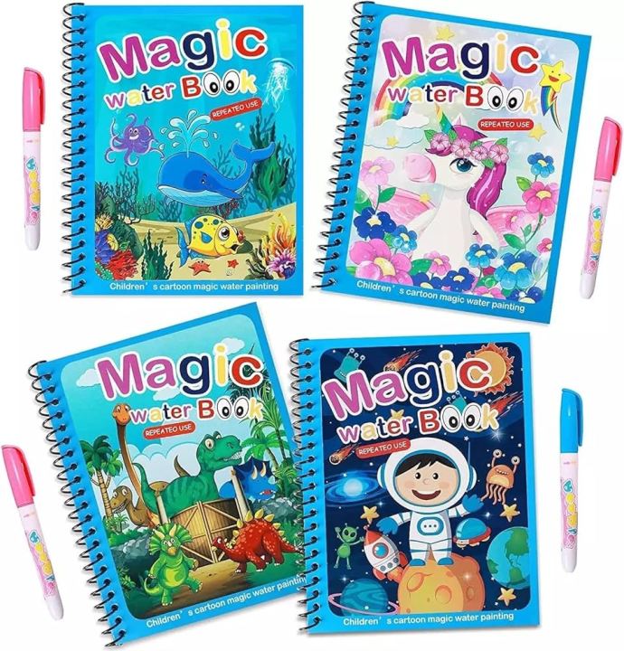 Magic Water Colouring Books Unlimited Fun with Drawing Reusable Water ...