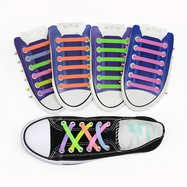 Silicone Elastic Shoelaces Special No Tie Shoelace Lacing Kids Adult ...