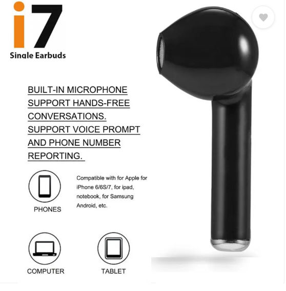 i7 Mini Single Bluetooth Earbud – Compact Wireless Handsfree with Mic ...