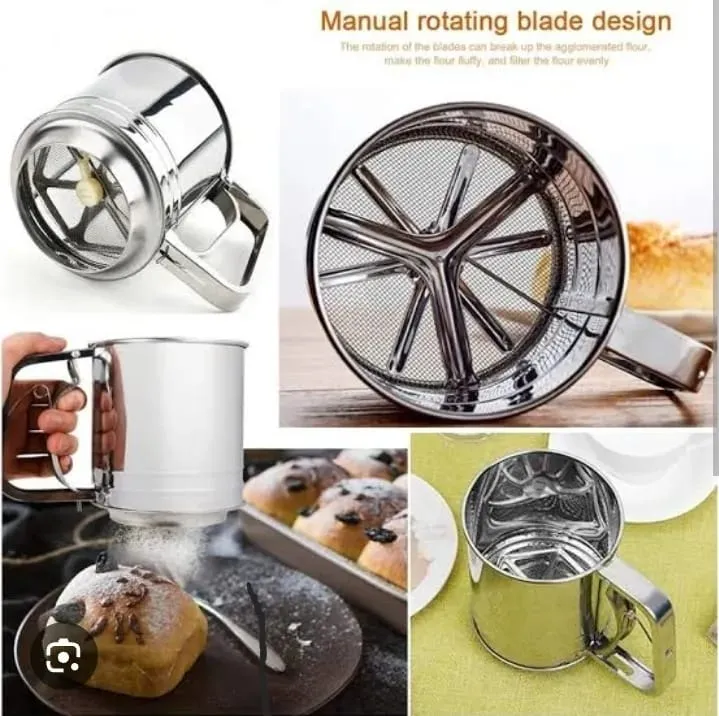 Stainless Steel Flour Sifter Cup – 9.5” Manual Sieve with Handle ...