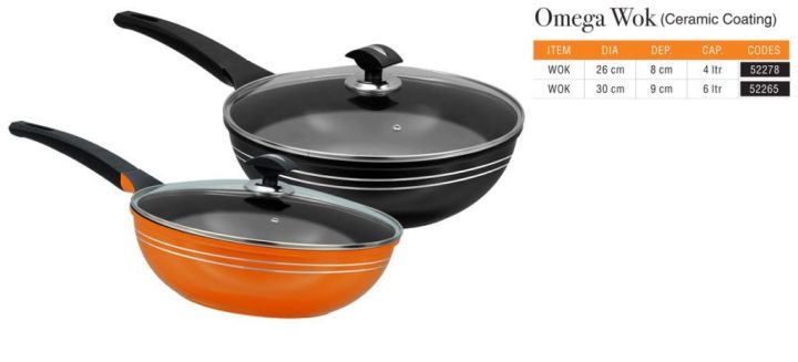 SONEX WOK OMEGA NON STICK DIE CERAMIC COATING SIZE 26,30 (CM) | Daraz.pk