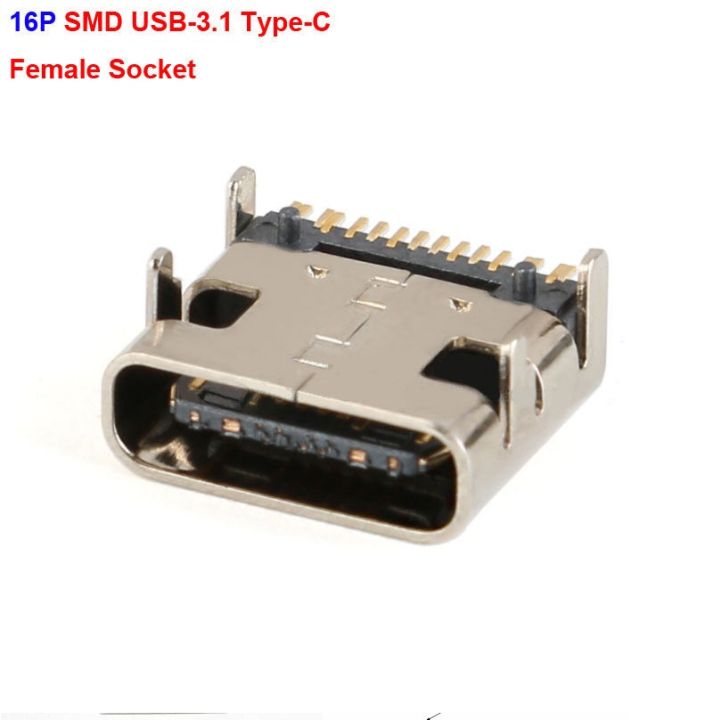 3pcs 16Pin SMD USB-3.1 Type-C Female Socket Connector HD Data ...
