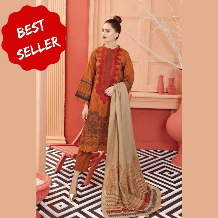 Bareeze Unstitched 3 piece/ 3 pc Women Dress Summer Lawn Suit Full ...