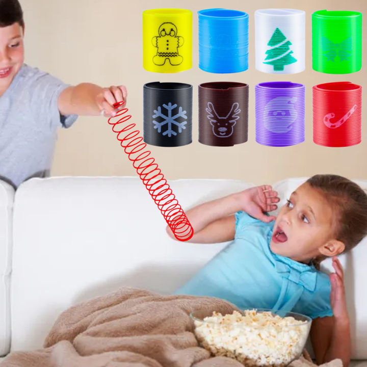 5Pcs Colorful Christmas Small Gifts Rainbow Magic Springs Circle Toys ...