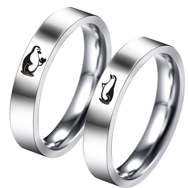 FSR009 Couple Rings for Him and Her Sets Penguin Rings Promise Matching ...