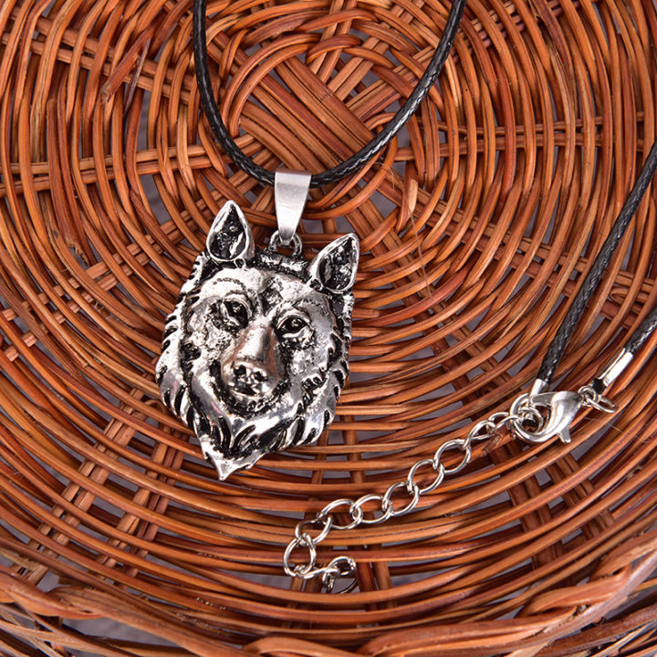 Tibetan Silver Wolf Head Pendant Necklace Amulet Animal Viking Men Gift ...