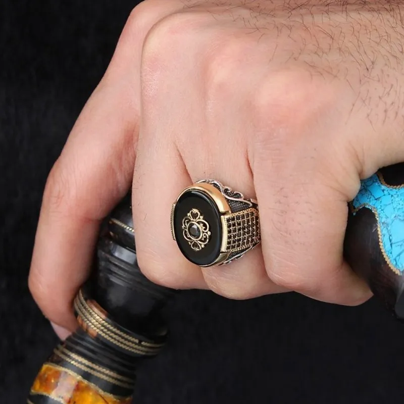 Turkish Artisan Crafted Stainless Steel Signet Ring for Men Exquisite ...