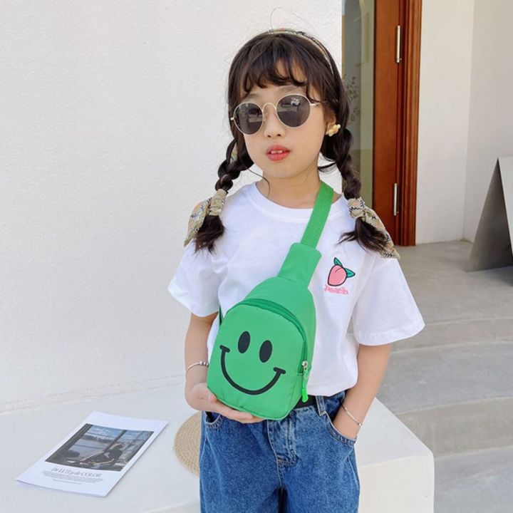 Stylish Adjustable Boys Crossbody Bag Polychromatic Polyester Smiley ...