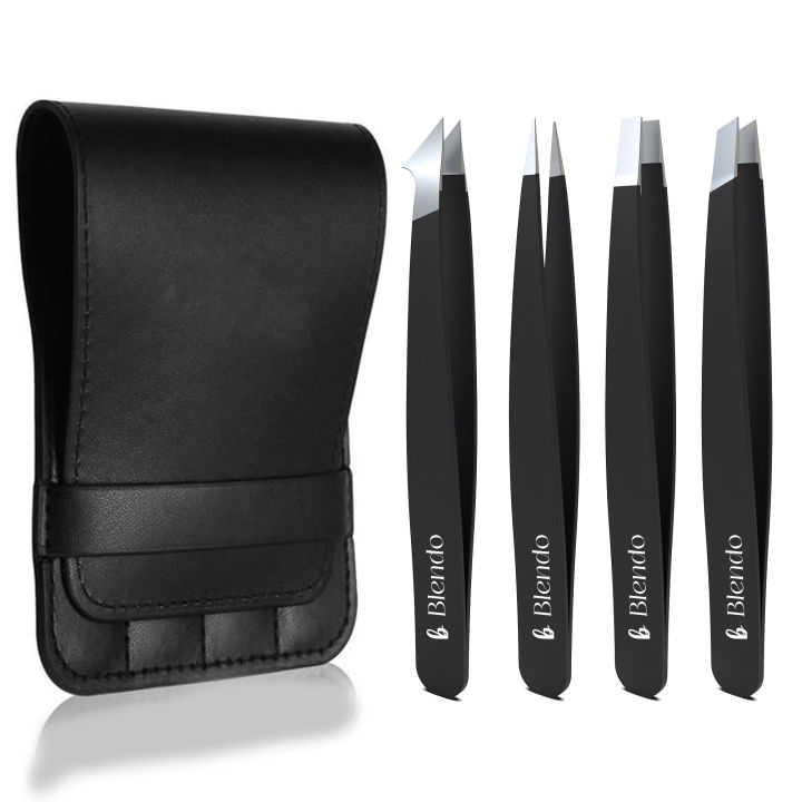Blendo Professional Stainless Steel Tweezer Set (Pack of 4) – Precision ...