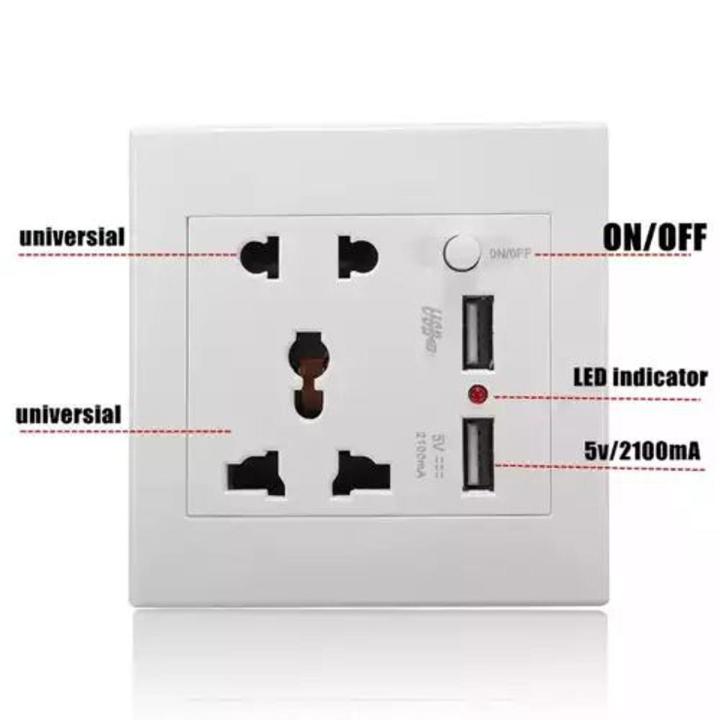 AC 110-250V 13A USB Wall Socket Universal Wall Socket Panel With 2 USB ...