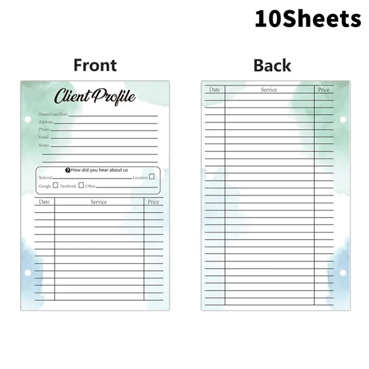 Nail Art Client Profile Cards Customer Information Card Binder Insert ...