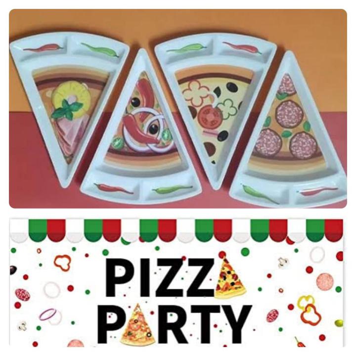4 PCS Triangle melamine pizza plate tray & pia dish with customized ...