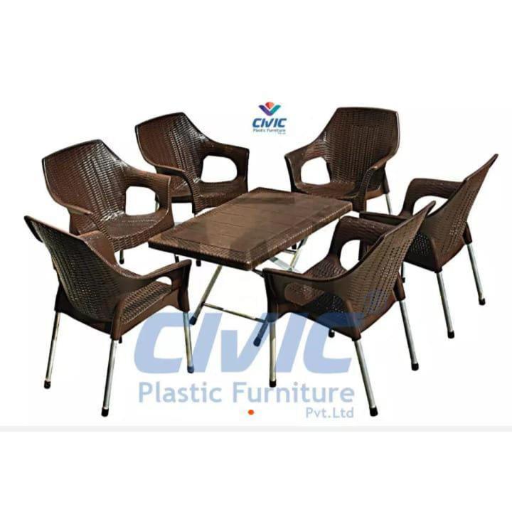Plastic Chairs set with Table( 6 Chairs and 1 Table) | Daraz.pk