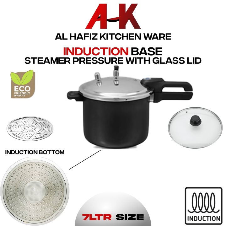 Induction Base steamer Pressure cooker 7Litter (Nonstick Coating ...