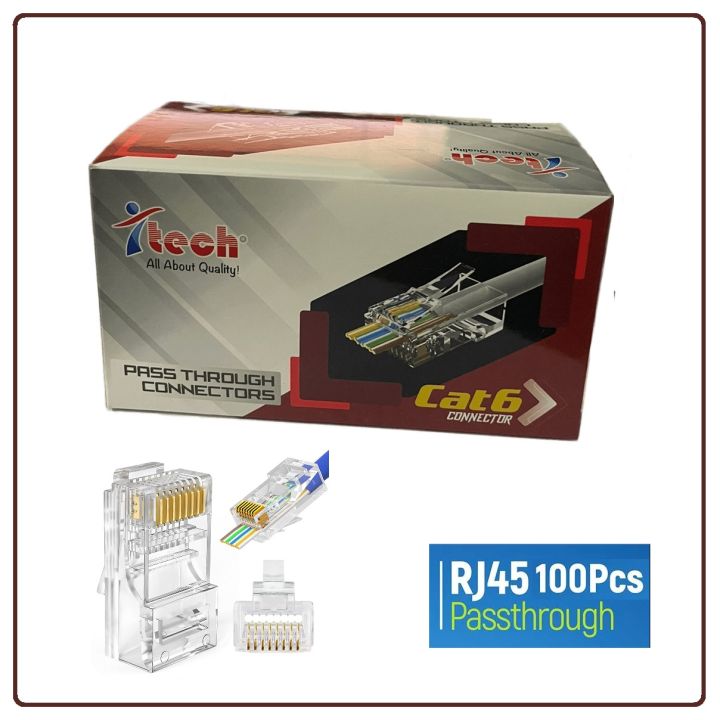 iTech RJ45 Pass Through Connectors 100pcs | Daraz.pk