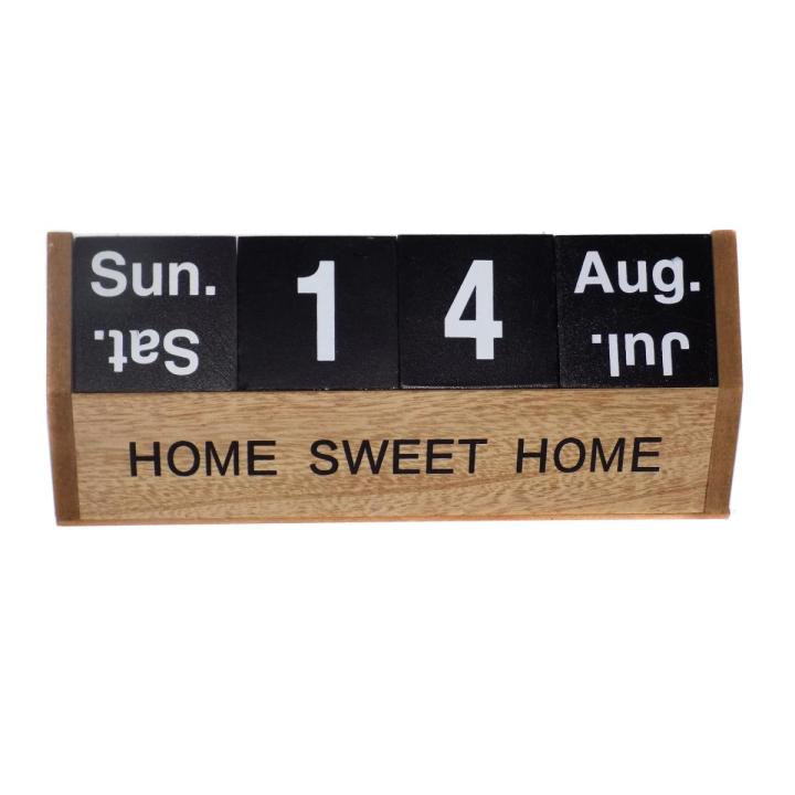 Table Calendar Block Vintage Perpetual Wooden Office and Home Desk ...