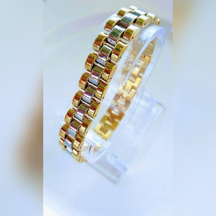 Premium Quality Stainless Steel Golden and Silver Hand Chain Bracelet ...