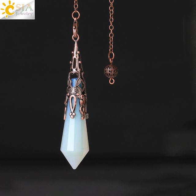 CSJA Natural Crystal Pendulum for Dowsing Antique Pendant Amulet ...