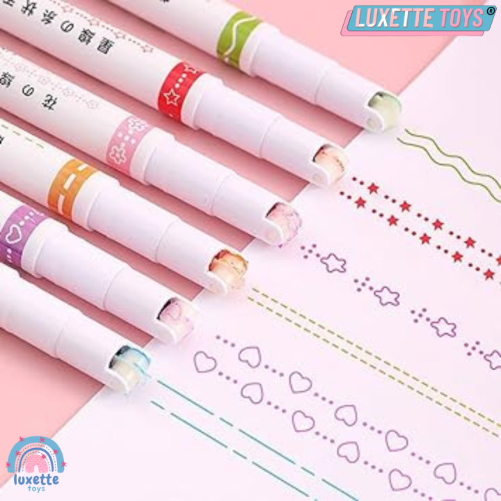 6-Piece Different Dual Tip Curve shape Highlighter Pen Set – Vibrant ...