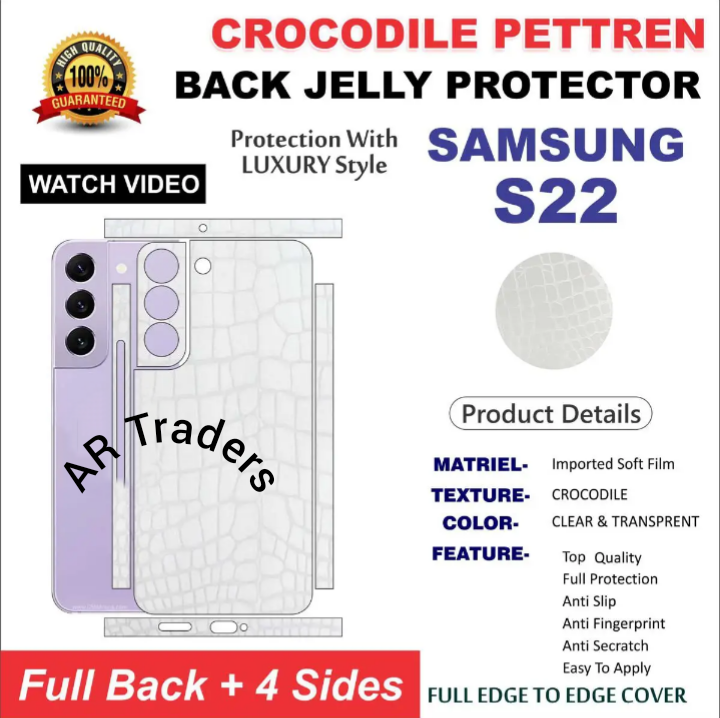 SAMSUNG S22 FULL BACK 360 PREMIUM Protection Skin / CLEAR CROCODILE ...