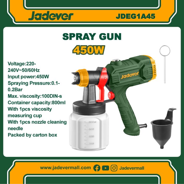 JADEVER Electric Spray Gun JDEG1A45 | Input power 450W | Spray pressure ...