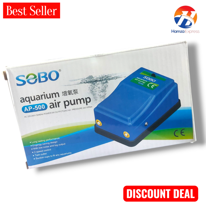 SOBO AP-500 Silent Fish Aquarium Double Nozzle Pump Adjustable Flow Air ...