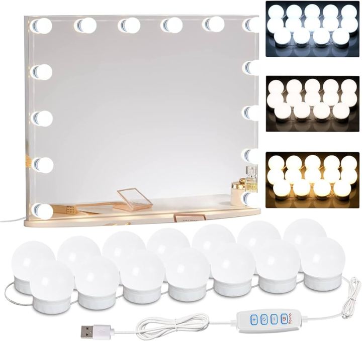Goglor [Original]Hollywood Style LED Vanity Mirror Lights Kit With 10 Dimmable Light Bulbs For ...