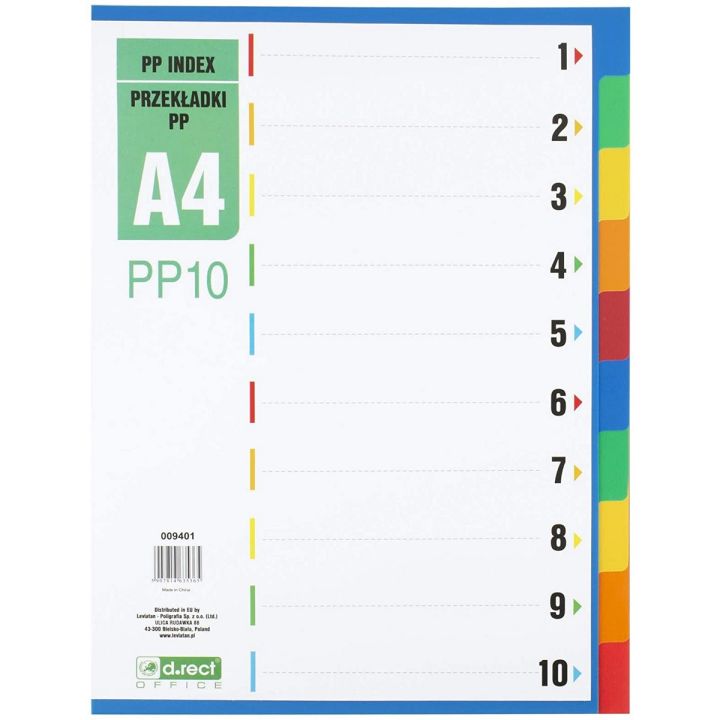 Index Dividers for A4, PP10, 10 Dividers, 11 Ring Binder Hole , Tabs ...