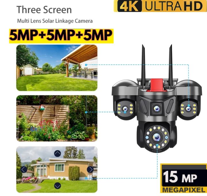 WIFI Surveillance Camera 3 ptz HD Image Quality & 3 Lens AI Smart ...