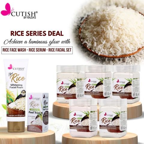 Cutish Rice Facial Set, Rice Facial Serum & Rice FaceWash | Daraz.pk