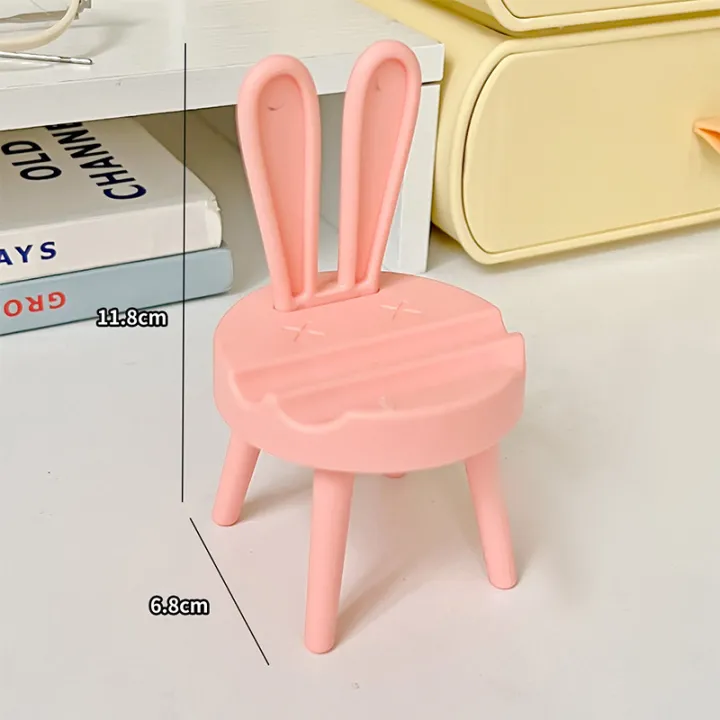 Cute Rabbit Ears Chair Shaped Phone Holder Accessories Desktop Mobile ...