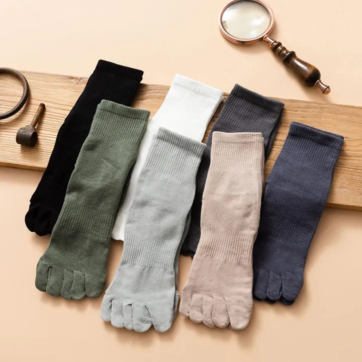Organic Cotton Five Finger Socks For Men Boy Solid Compression Knit ...