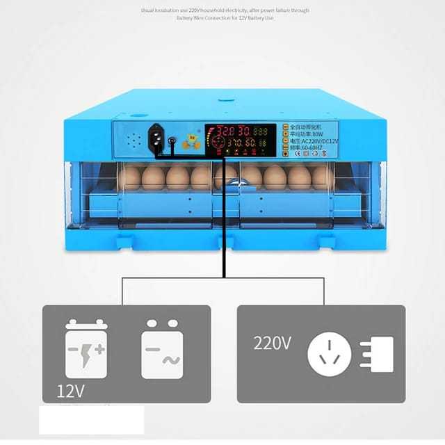 64 Eggs New Intelligent Automatic Egg Incubator 80W 220V/12V 64 Eggs ...