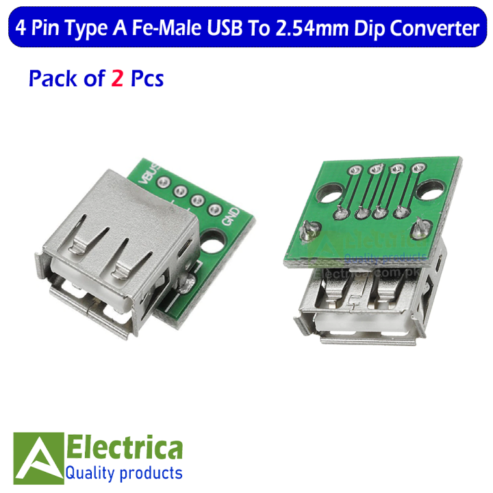 Type A Female USB To 2.54MM DIP Converter Usb Female 4Pin Connector For ...