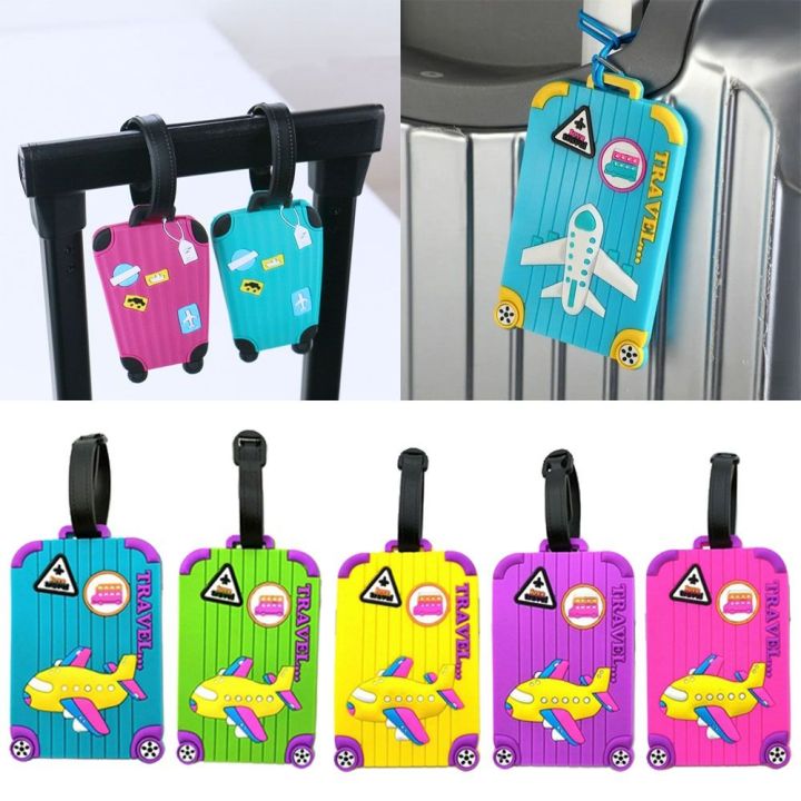 Portable PVC Luggage Tags Cartoon Airplane Soft Silicone Baggage Label ...